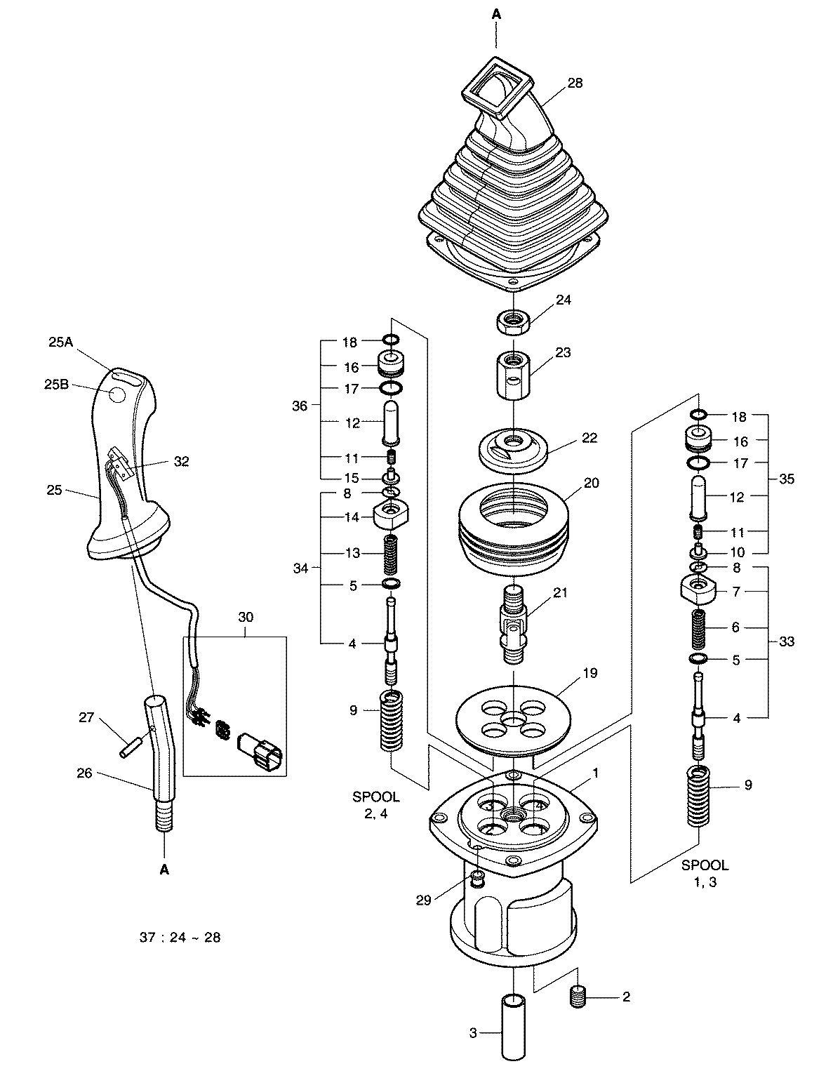 Joystick Valve Handle Assy K9001130 K9001131 Fit Excavator Doosan Solar ...